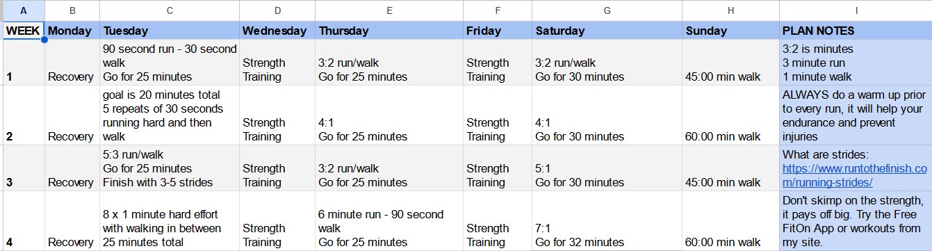 Sofa to Marathon Coaching Plan (Printable 24 Weeks) - YuniHealth
